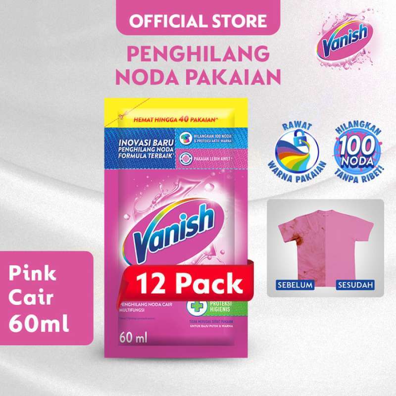 Jual Vanish Pink Cair Sachet 60ml X12 - Penghilang Noda Pakaian Di ...