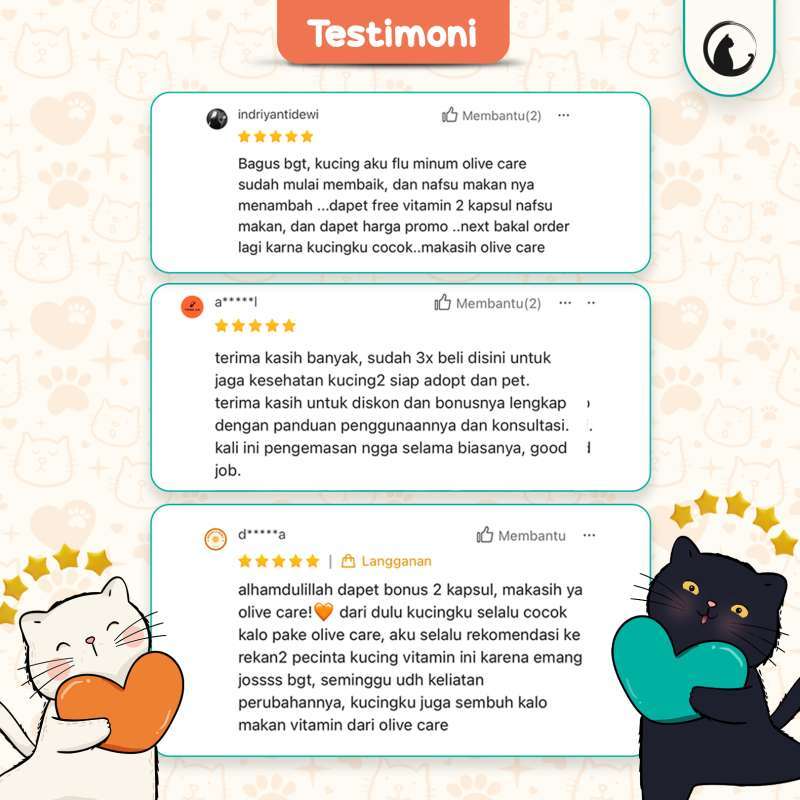 Jual Olive Care Vitamin Kucing Imunitas Untuk Daya Tahan Tubuh, Anti ...