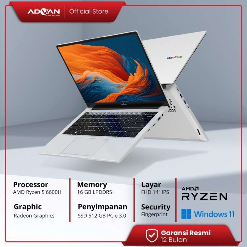 Promo Advan Laptop Workplus Ryzen 5 6600h 14'' Fhd Ips 16gb 512gb Win ...