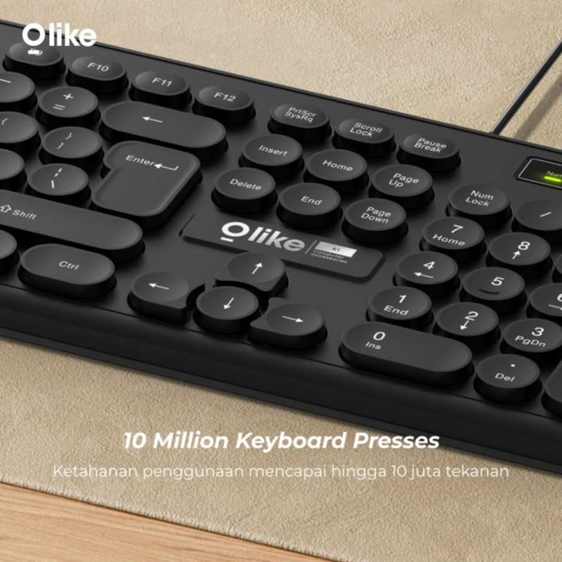 Jual Olike K1 Wired Keyboard Ergonomic Rounded Fullsize Keyboard Kabel ...