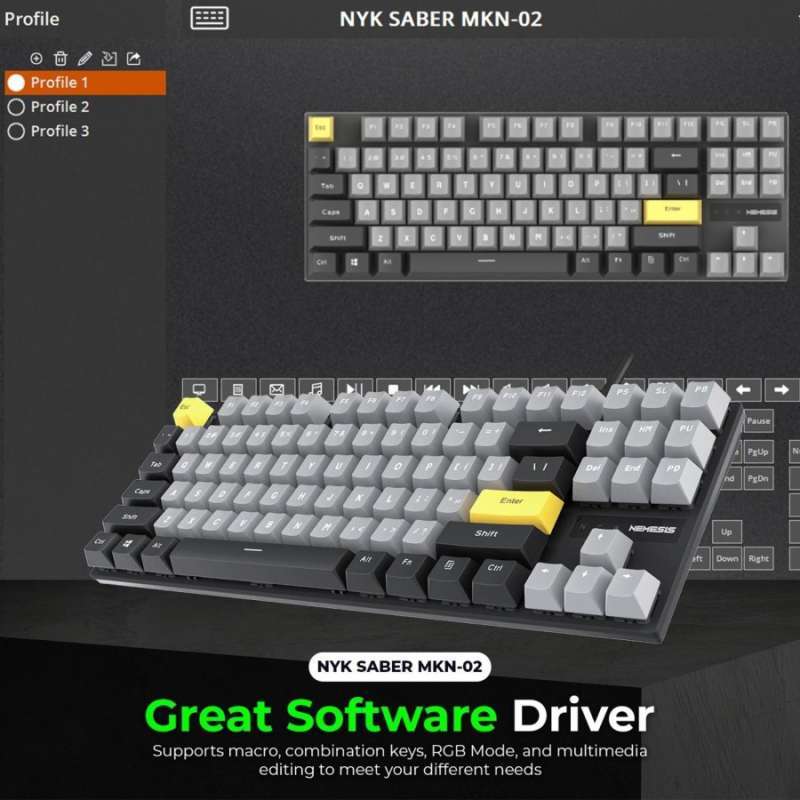 Jual Nyk Saber Mkn-02 Keyboard Mechanical Removable Tkl - Grey Black ...