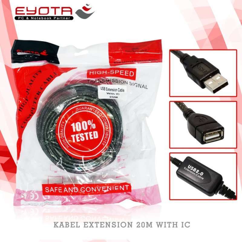Jual Kabel Ekstension Usb Male To Female 20m With Ic Usb 2.0 Di Seller ...