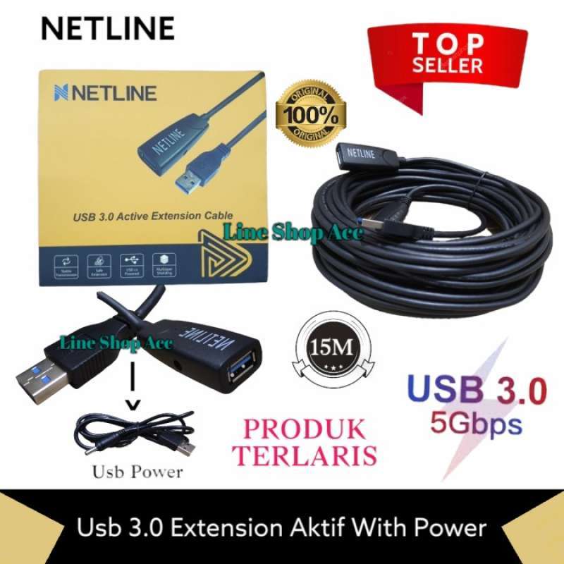 Jual Kabel Extension Active 15 Meter Usb 3.0 Netline Cable Extender ...