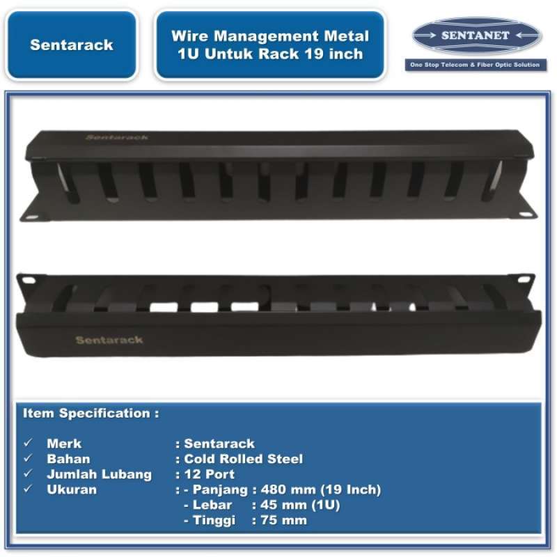 Jual Wire Management Metal 1u Sentarack Untuk Rack 19 Inch - Merk ...