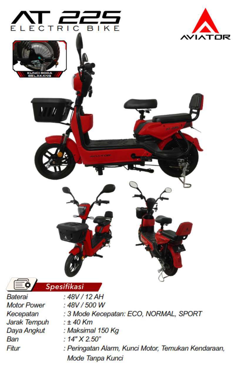 Promo Sepeda Listrik Aviator At 225 New 48 Volt / 12 Ah By Pacific ...