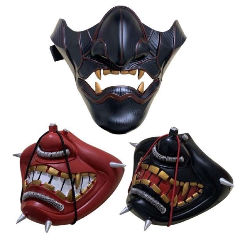 Jual Mask Topeng Cosplay Ghost Of Tsushima Jin Sakai Black / Red Oni ...