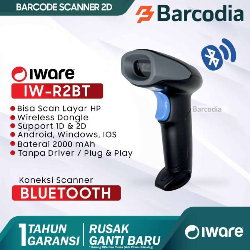 Promo 100% Produk Ori Iware Barcode Scanner 2d Iw-r2bt Qr Code Wireless Bluetooth Storage Diskon ...