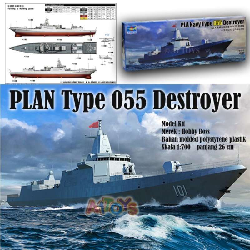 Jual Model Kit Kapal Perang Plan Type 055 Destroyer Trumpeter 26 Cm 1: ...
