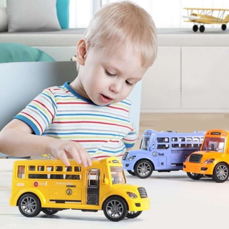 Jual Mainan Anak Bus Sekolah Pintu Bisa Dibuka Dan Jalan Ukuran 13cm Di ...