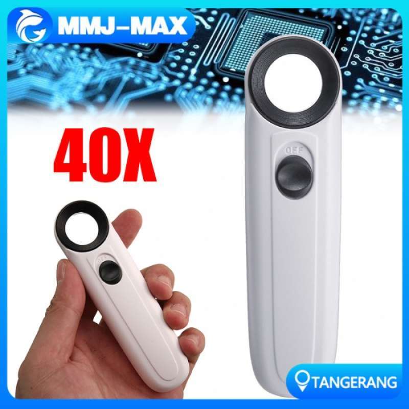 Jual 40x Magnifier Dengan Lampu/kaca Pembesar Led/membaca Magnifying ...