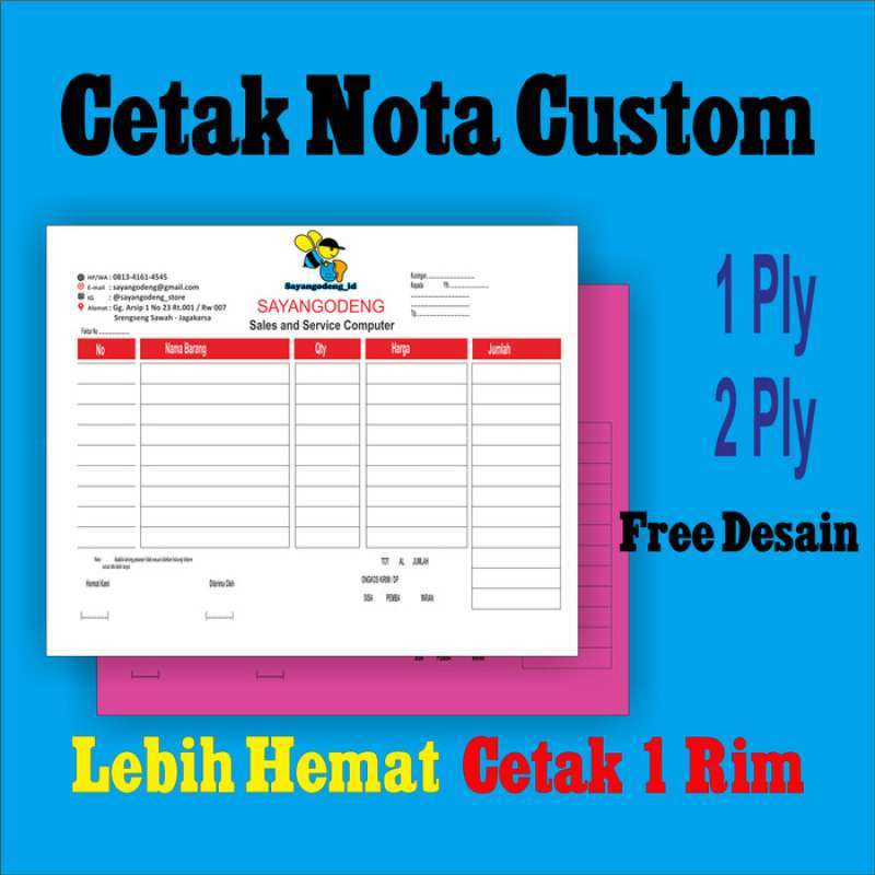 Jual Cetak Nota 1 Rim 1 Ply / Rangkap (nota/ Surat Jalan , Form ) 1ply ...