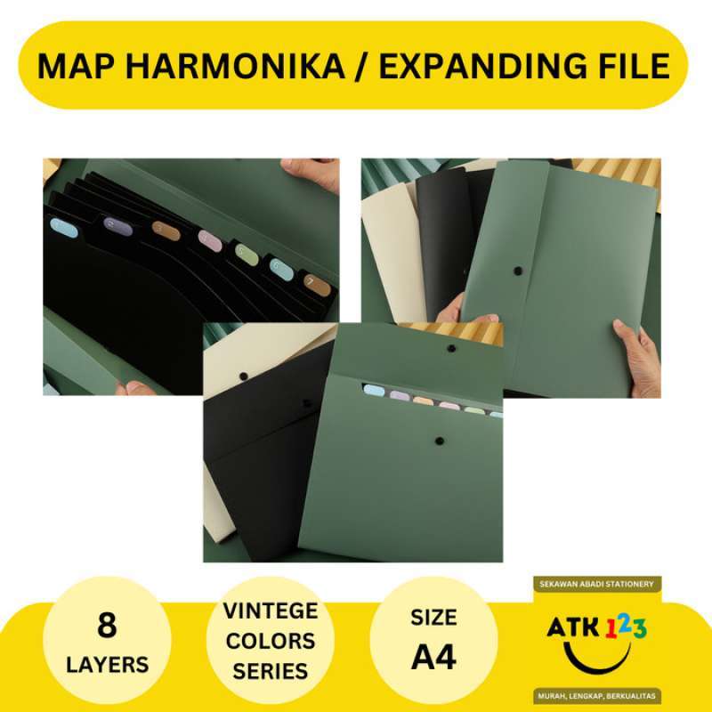 Jual Map Expanding File A4 / Map Harmonika Kancing 8 Layers Vitage ...