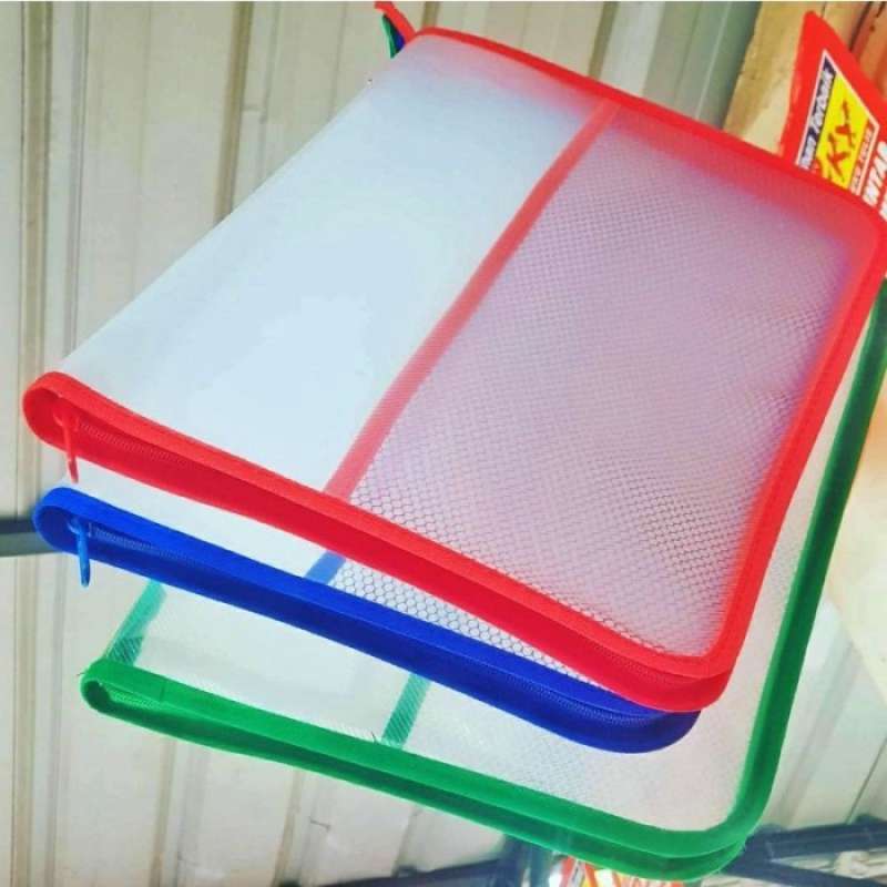 Jual Map Plastik Resleting Jaring Folio Lusin/zipper Bag/map Jala ...