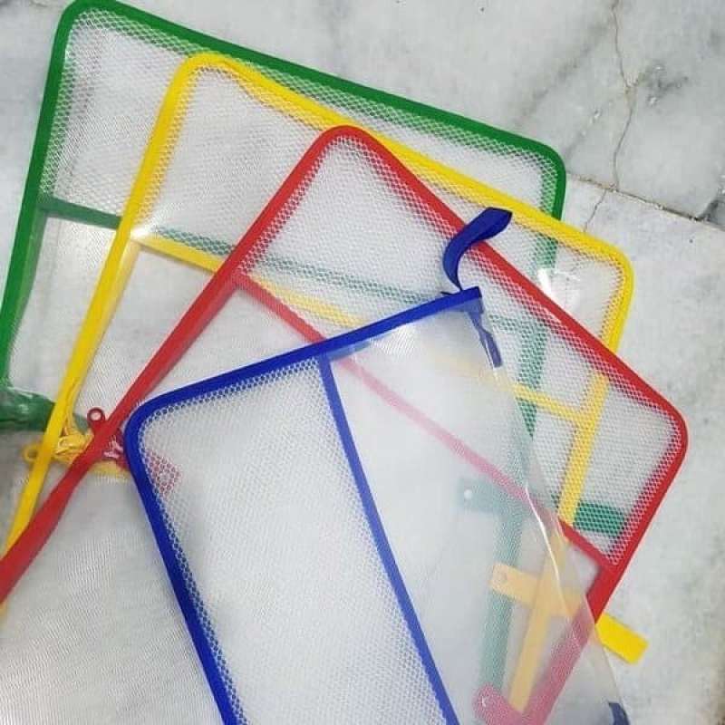 Jual Map Plastik Resleting Jaring Folio Lusin/zipper Bag/map Jala ...