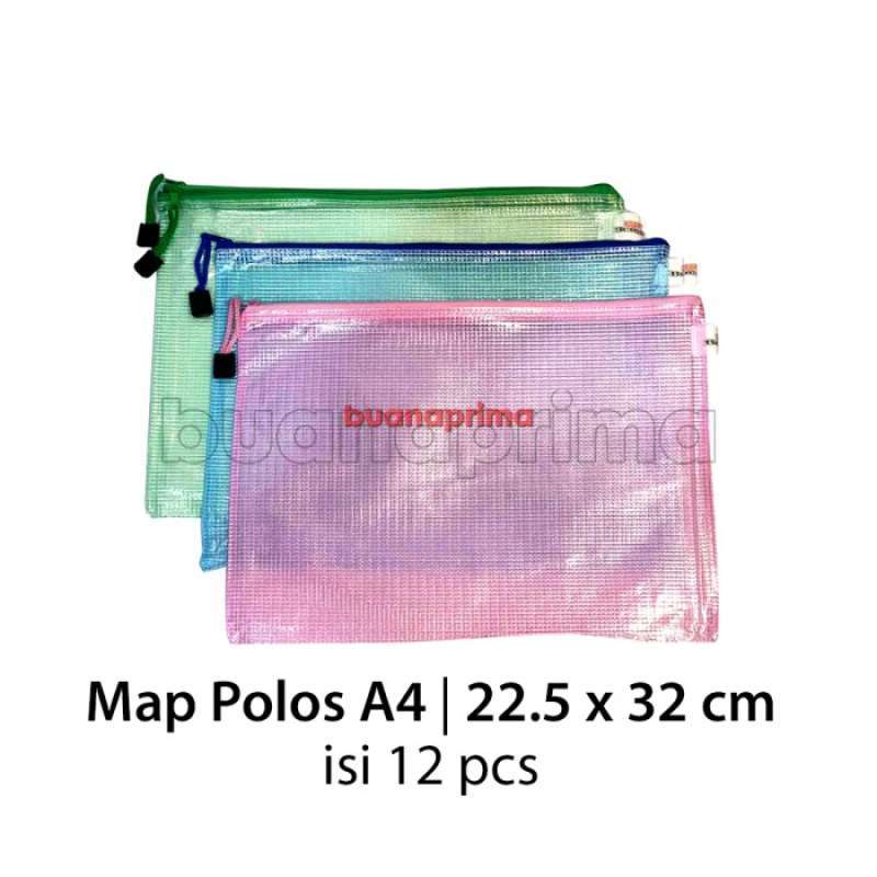 Jual Map Zipper Polos A4 Isi 12 Pcs Map Sleting Buku Pelajaran Plastik ...