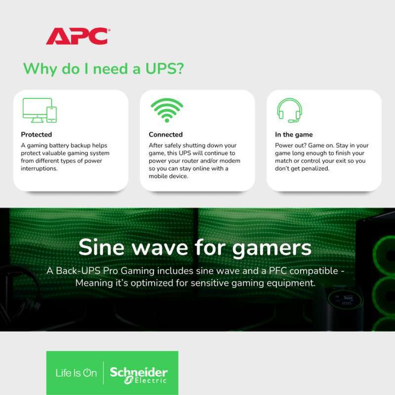 Jual Ups Apc Back-ups Pro Gaming Sinewave Hitam Putih Bgm2200-msx ...