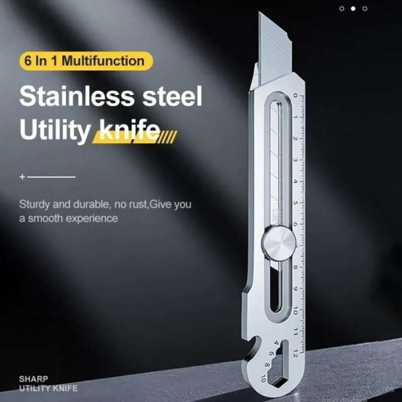 Jual 6in1 Pisau Cutter 18mm Multifungsi Baja Cuter Besi Stainless Besar ...