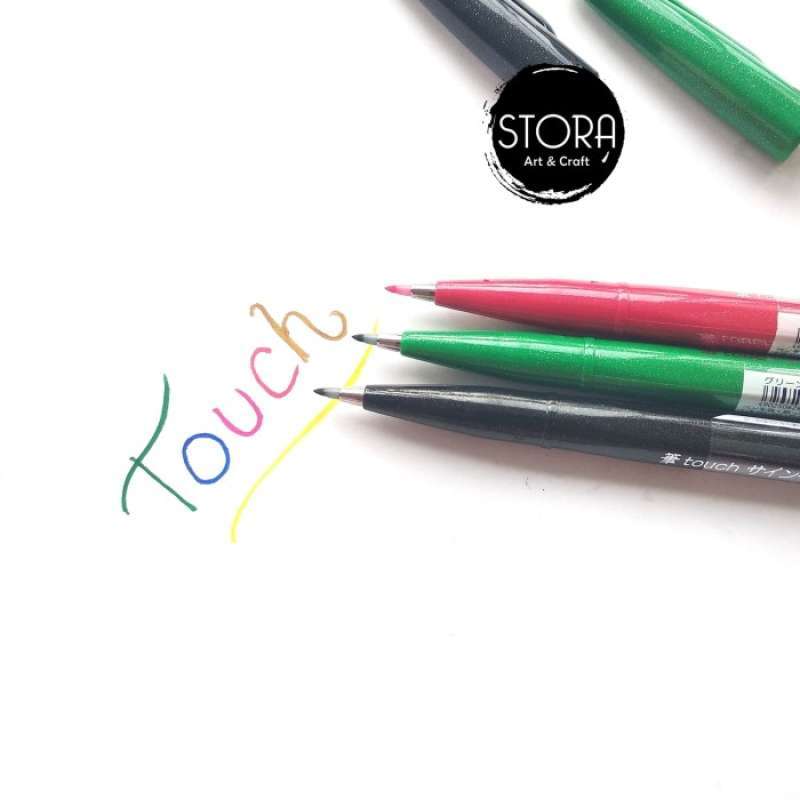 Jual Pentel Touch Brush Sign Pen Colouring Kuas Spidol Lettering Set 12 ...