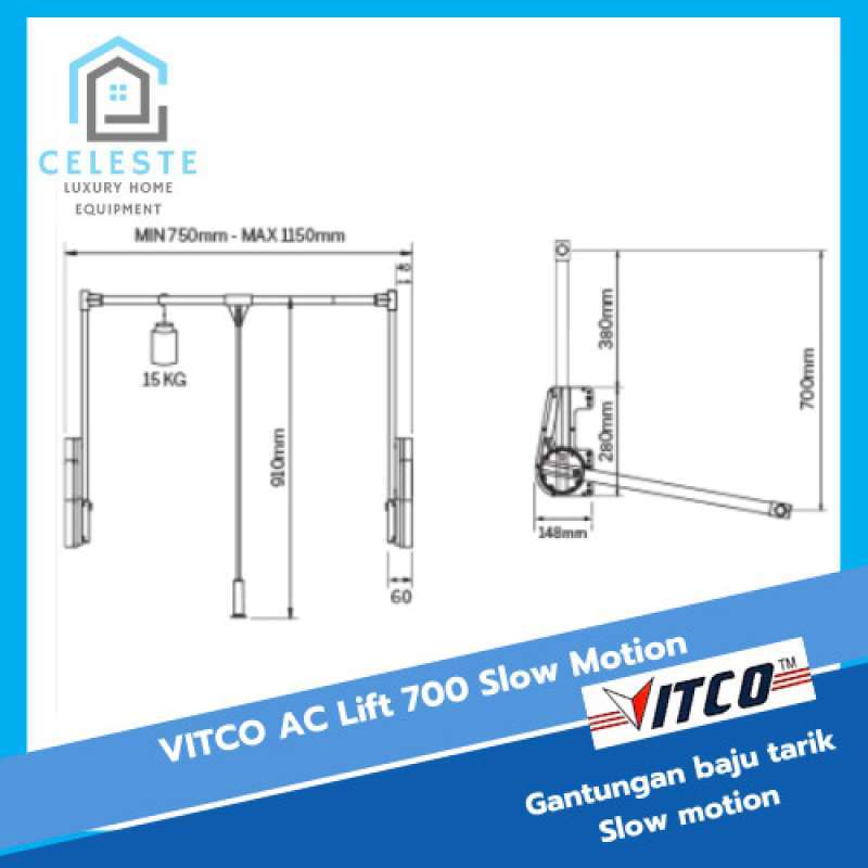 Promo Vitco Ac Lift700 Slowmotion Gantungan Baju Tarik / Wardrobe ...