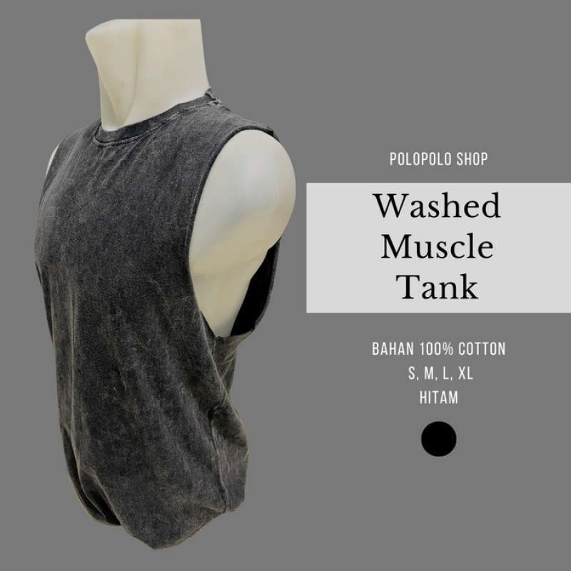 Jual Washed Muscle Tank Tee Singlet Wash Gym Kutang Kaos Polos Basic Di ...