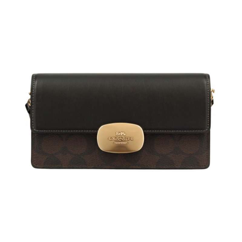 Jual Coach Eliza Small Flap Crossbody Bag In Signature Canvas Gold ...