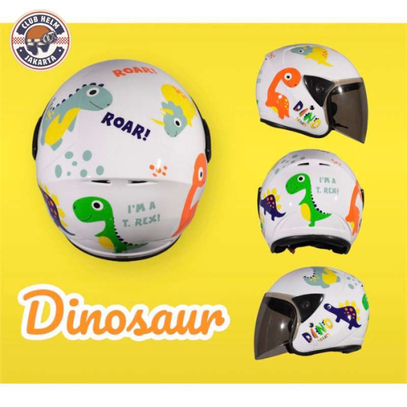 Jual Helm Anak Junior Karakter Dinosaurus Dinosaur Dino Putih - Dino ...
