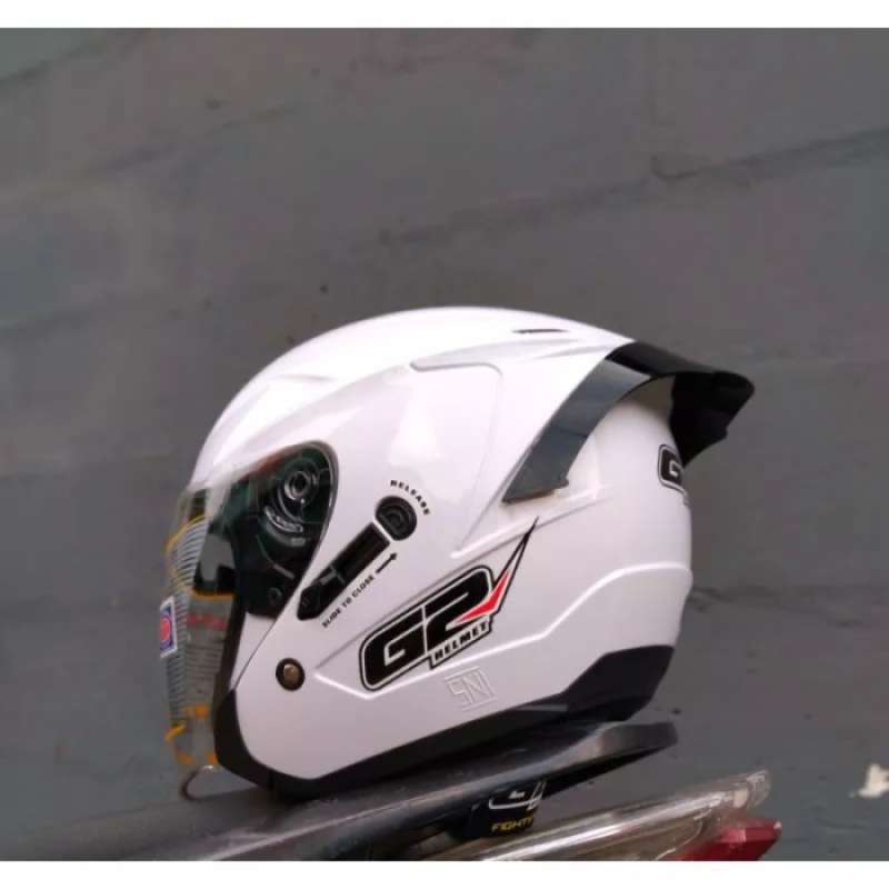 Jual Helm G2 Optimax Half Face Solid+spoiler Double Visor - Dof+spoiler ...