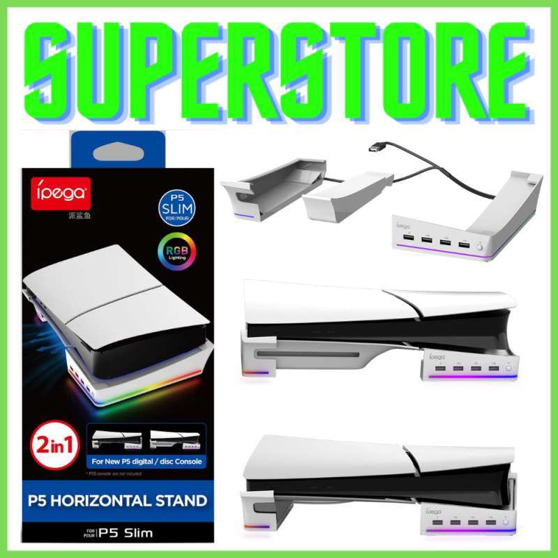 Jual Ipega 2 In 1 Horizontal Stand Rgb Lighting + Usb Hub Ps 5 Slim ...
