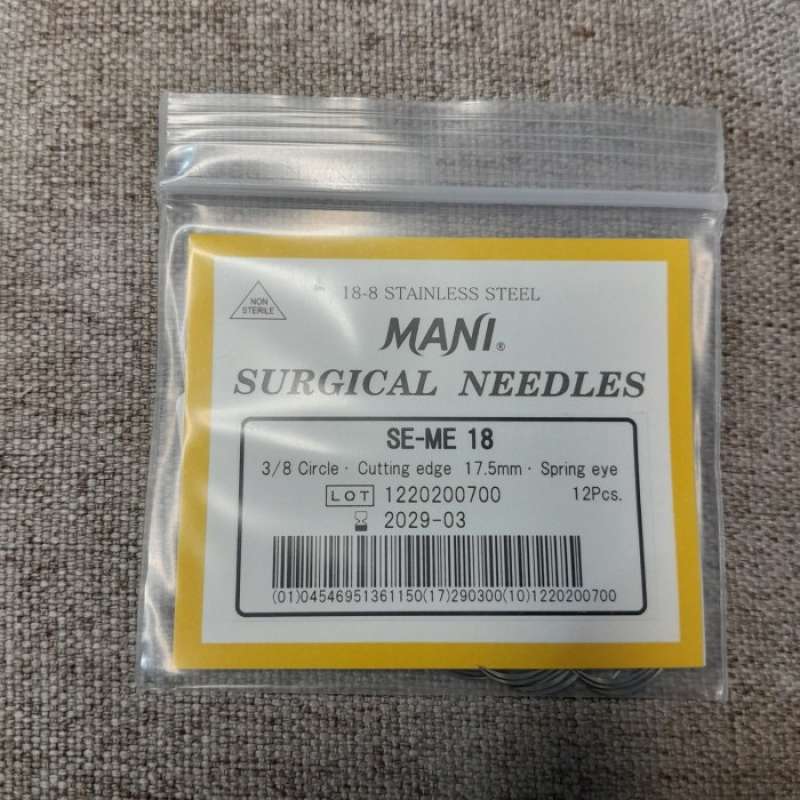 Promo Jarum Bedah Kulit Hecting Se Me 18 Original Mani Japan. Surgical ...