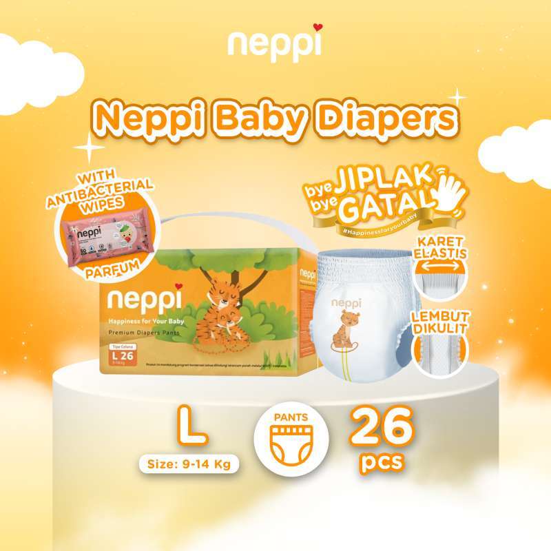 Promo Neppi Popok Bayi Celana Diapers Pants - L 26 + Neppi Tissue Basah ...