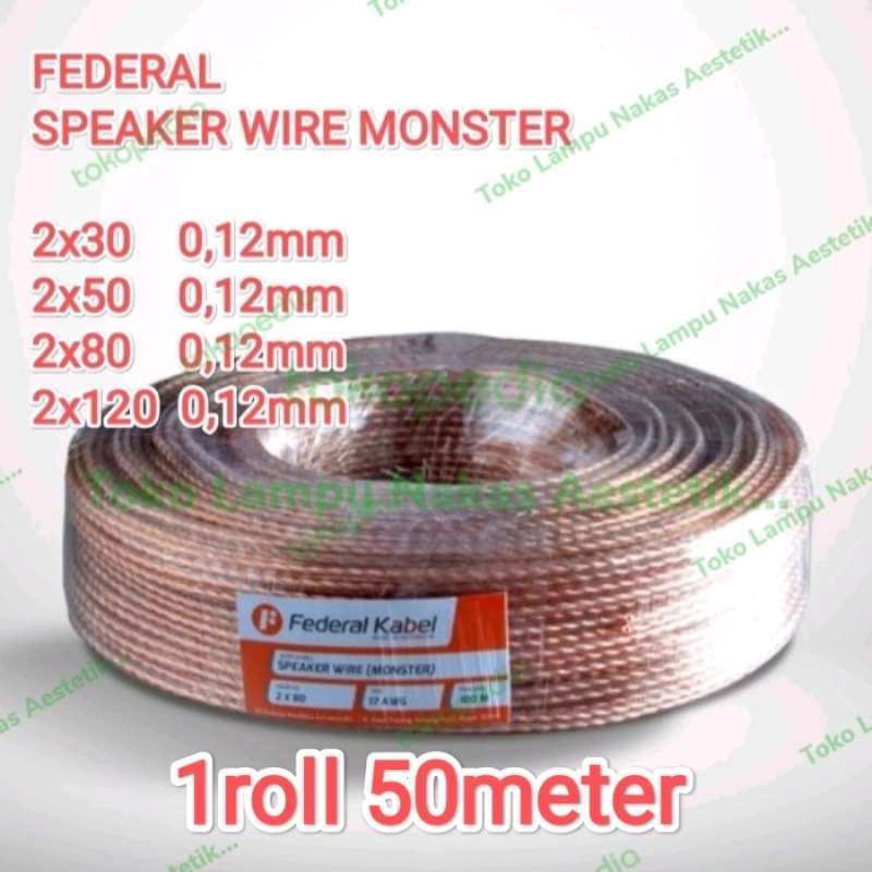 Promo Federal Kabel Audio Speaker Red Monster 2x30/2x50/2x80/2x120 Roll ...