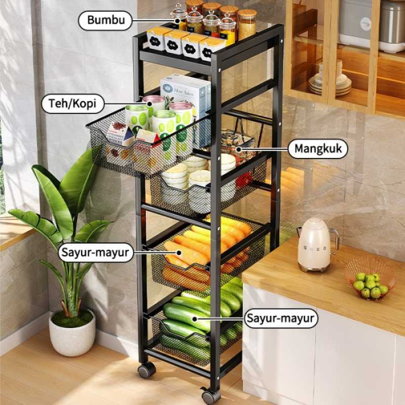 Jual Rak Dapur Stainless Steel Rak Penyimpanan Troli Ruang Sempit Rak ...