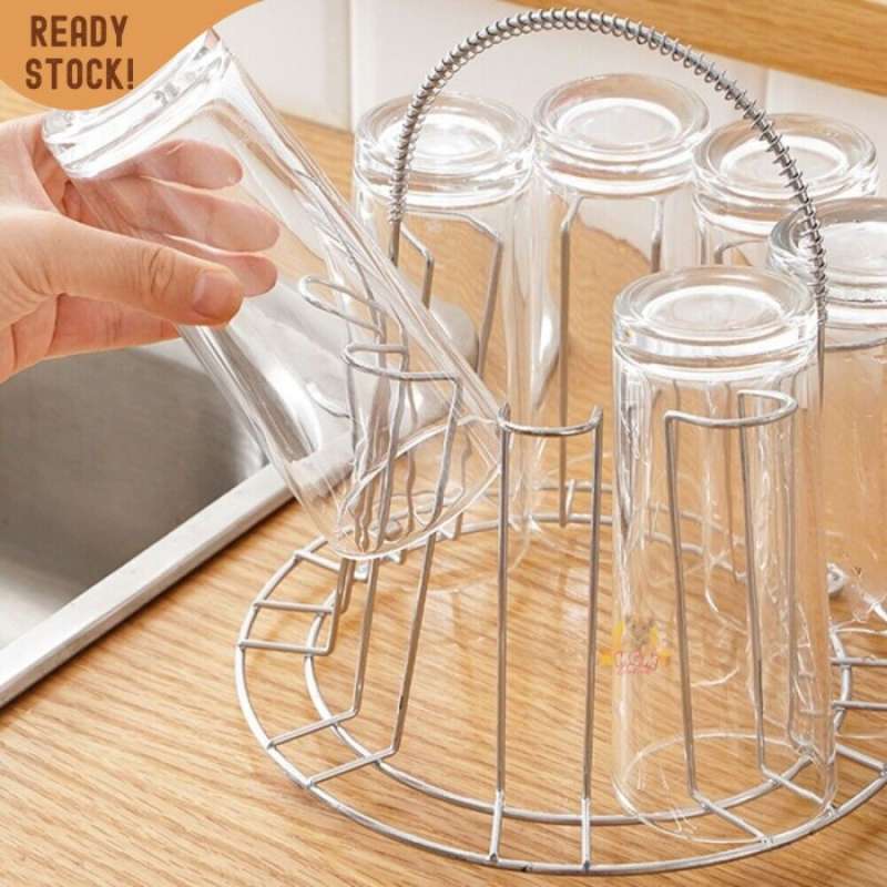 Jual Rak Gelas Stainless Bulat Tempat Gelas Isi Untuk 6 Gelas Di Seller ...
