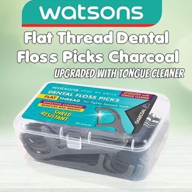 Jual Promo Watsons Flat Thread Dental Floss Picks Charcoal / Tusuk Gigi ...