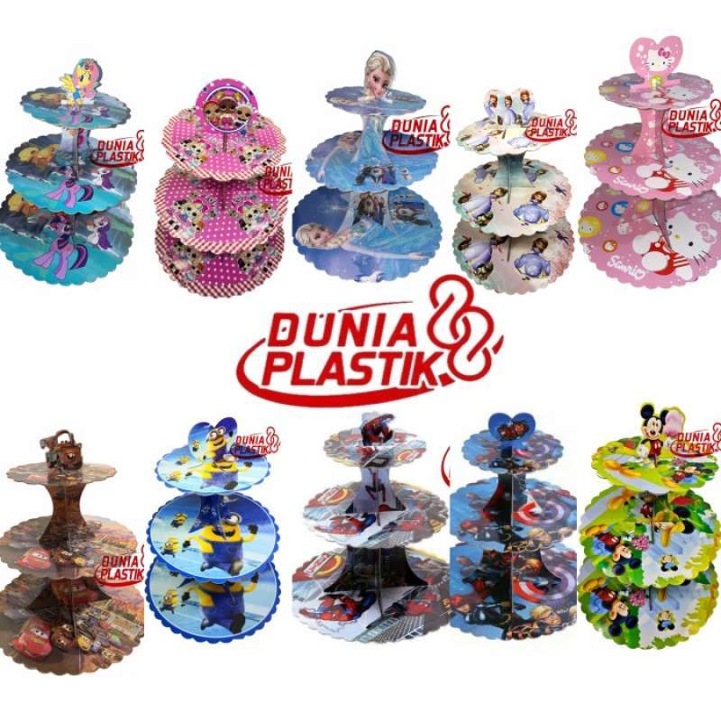 Promo Standing Stand Tempat Kue Cup Cake Cupcake 3 Tier Susun Motif ...