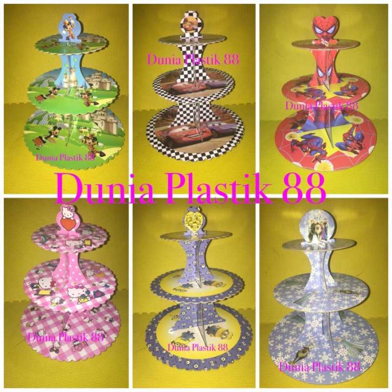 Promo Standing Stand Tempat Kue Cup Cake Cupcake 3 Tier Susun Motif ...