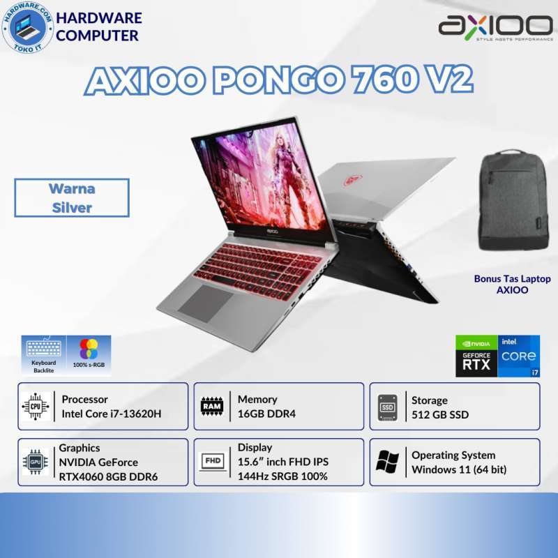 Jual Axioo Pongo 760 V2 I7-13620h / 16gb / 512.m2 / 15.6fhd / Rtx4060 ...