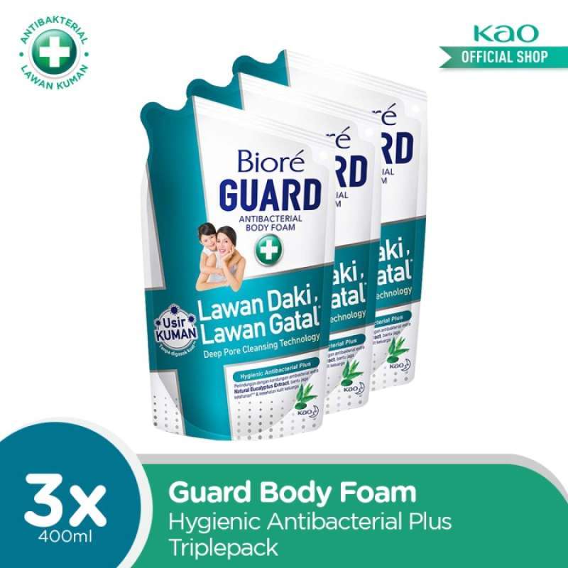 Jual Biore Guard Hygienic Antibacterial Plus 400ml Pouch Triplepack ...