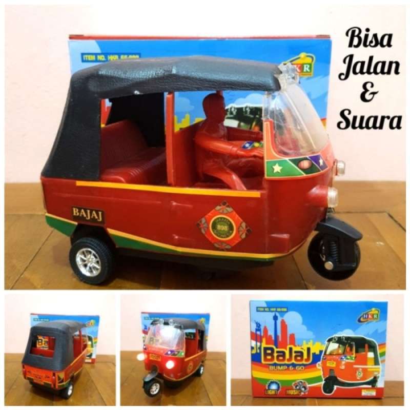 Jual Mainan Bajaj Jalan Nyalah N Suara Bump & Go Miniatur Bajaj Merah ...