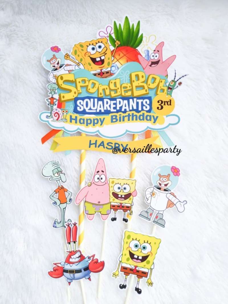 Jual Cake Topper Spongebob/ Topper Kue Spongebob And Friends/ Tusukan ...