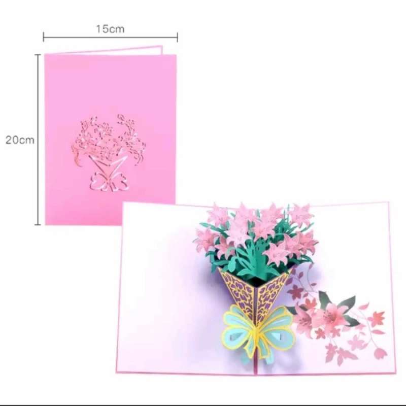Jual Kartu Pop Up Kartu 3d Kartu Ucapan Buket Bunga Hadiah Unik Di ...