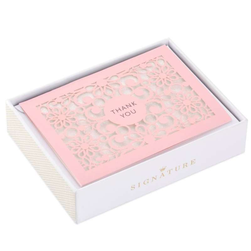 Jual Greeting Card- Hallmark- Laser-cut Pink Floral Blank- Thank You ...