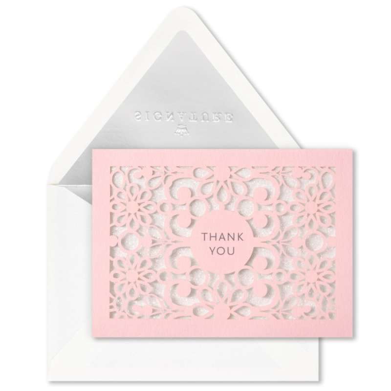 Jual Greeting Card- Hallmark- Laser-cut Pink Floral Blank- Thank You ...