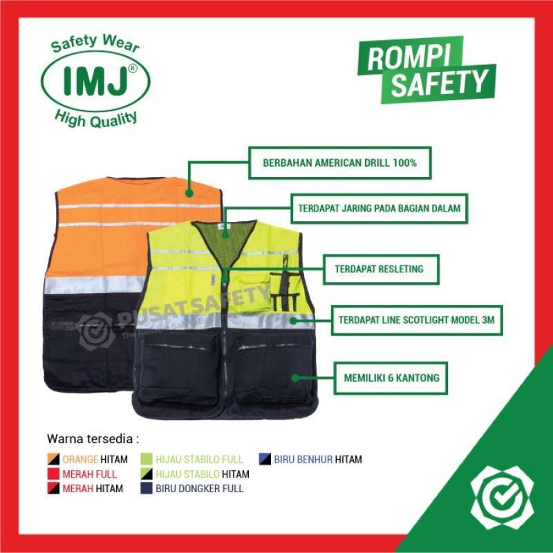 Jual Rompi Safety / Rompi Kerja Scotlight 3m / Rompi Kombinasi - Orange ...