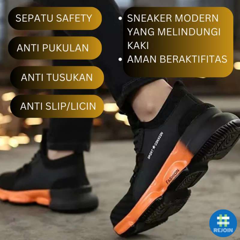 Jual Sepatu Safety Shoes Sneaker Proyek Pria Anti Paku Ujung Besi ...