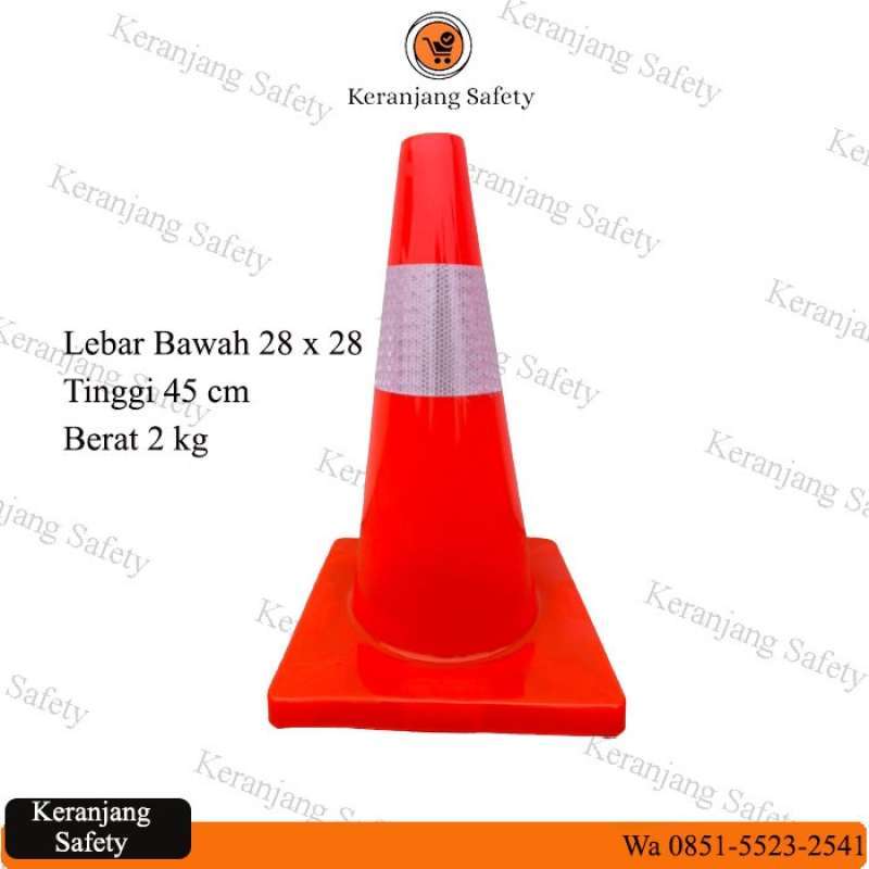 Jual Traffic Cone Safety 45cm / Kerucut Lalu Lintas / Rubber Cone Di ...