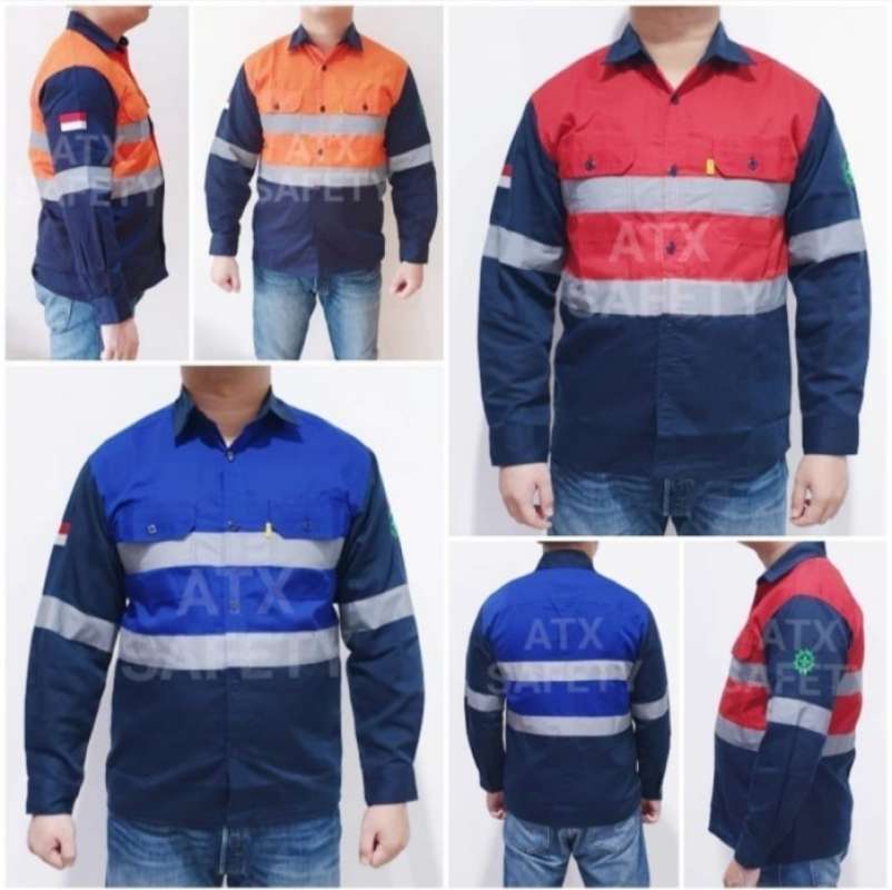 Jual Wearpack Safety Baju Kerja Lengan Panjang Kombinasi Biru Pln Navy ...
