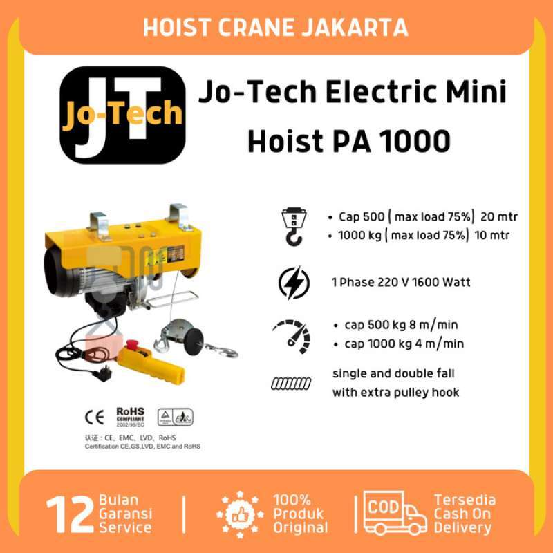 Jual Eletric Mini Hoist Pa 1000 Taiwan X 20 Meter Jotech Di Seller ...