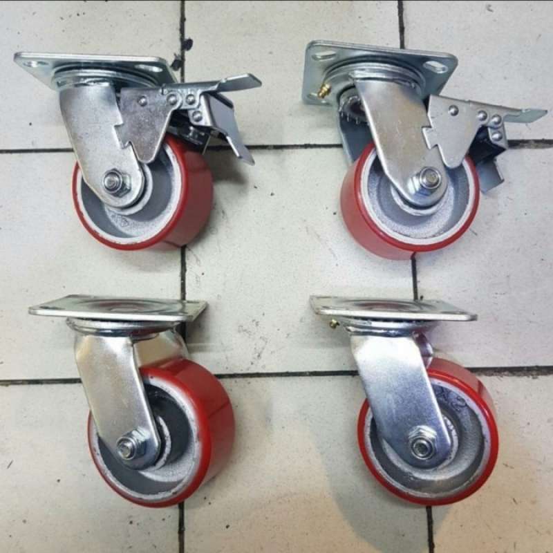 Jual Roda Pu Heavy Duty 4 Inch 1 Ton ( 2 Hidup 2 Rem ) Di Seller ...