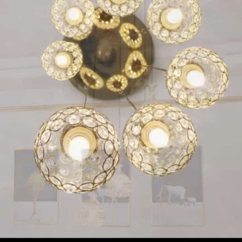 Jual Lampu Gantung Kristal Gold Void Tangga Minimalis Include Bohlam ... Jual Lampu Gantung Kristal Gold Void Tangga Minimalis Include Bohlam ...